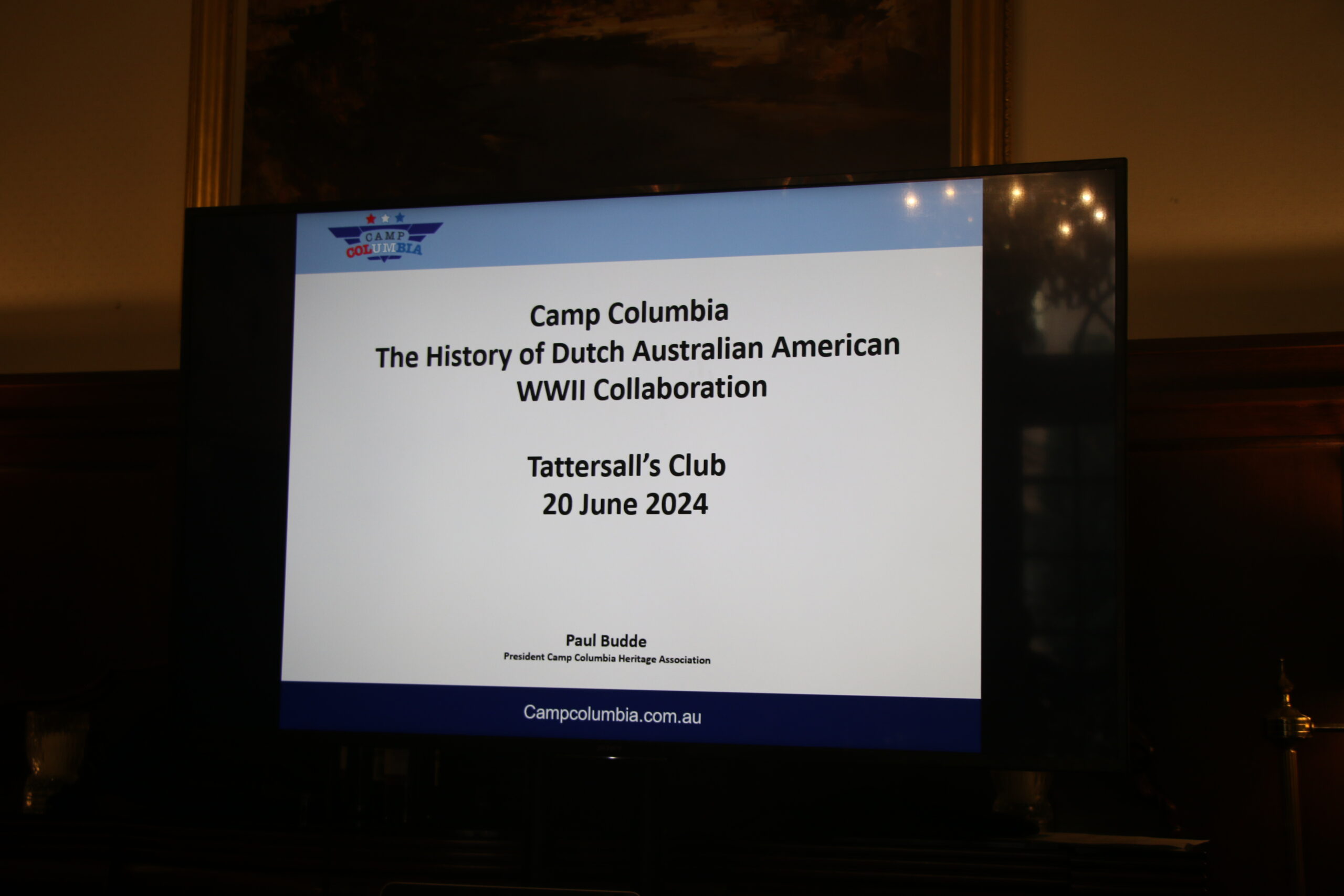 Camp Columbia Presentation at the Tattersall’s Club - Camp Columbia
